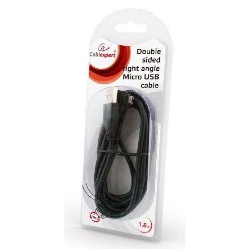 CCB-USB2-AMmDM90-6 Gembird USB 2.0 AM to Double-sided right angle Micro-USB cable, 1.8M FO
