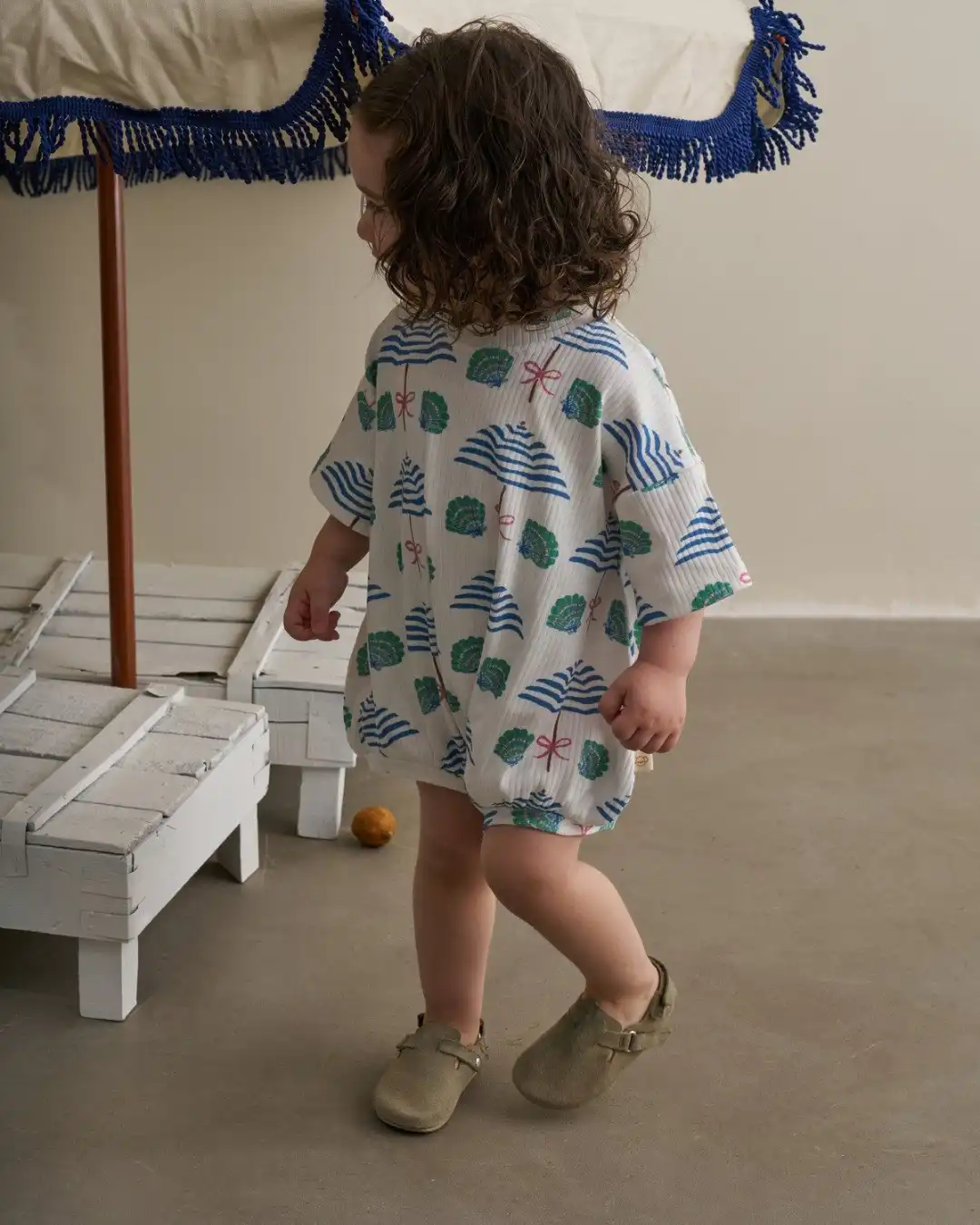 Romper za bebe od rebrastog pamuka Comfy Cubs White