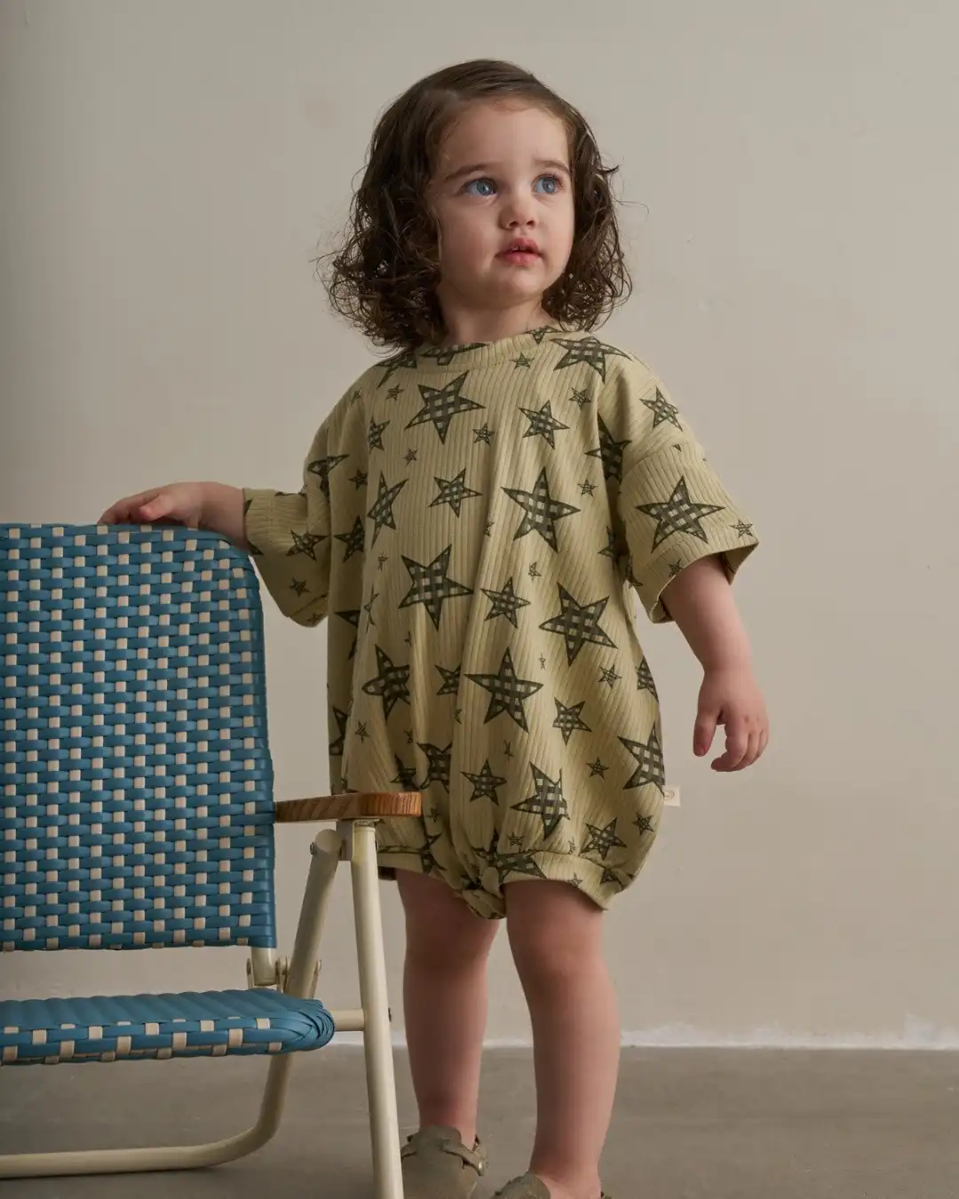 Romper za bebe od rebrastog pamuka Comfy Cubs Khaki