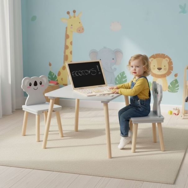 ECO TOYS Dečiji set nameštaja koala – sto + 2 stolice , ecotoys