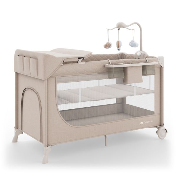 KINDERKRAFT prenosivi krevetac 2u1 leody up beige sa dodacima