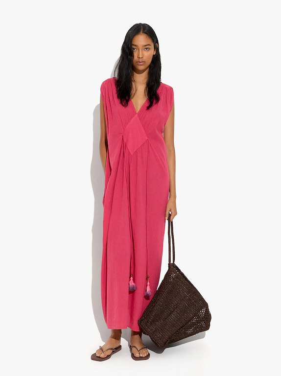 LONG DRESS WITH DIAMOND PATTERN 100% COTTON