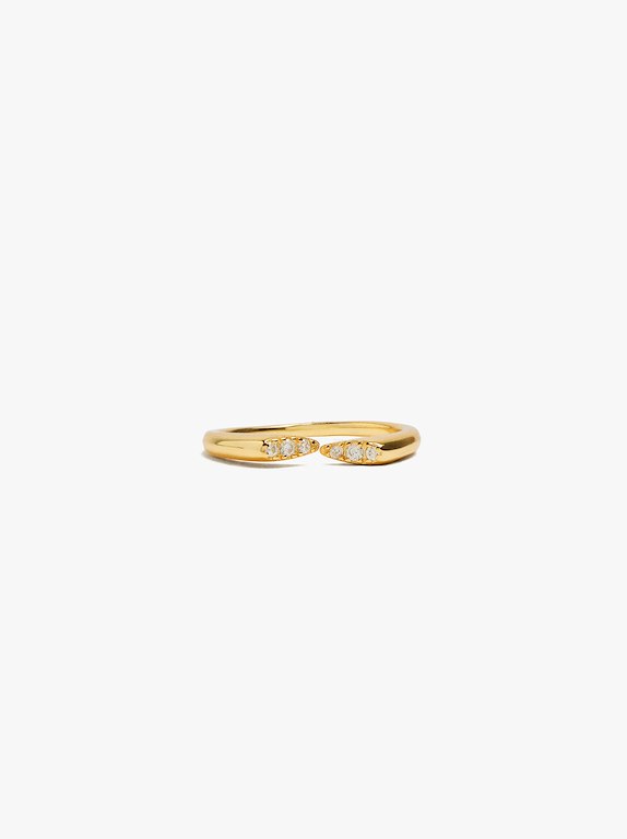 OPEN RING WITH 18K GOLD PLATED CUBIC ZIRCONIA - 925 STERLING SILVER
