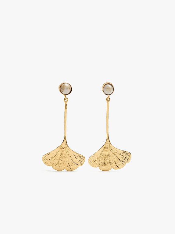LONG EARRINGS WITH PEARL AND PETAL