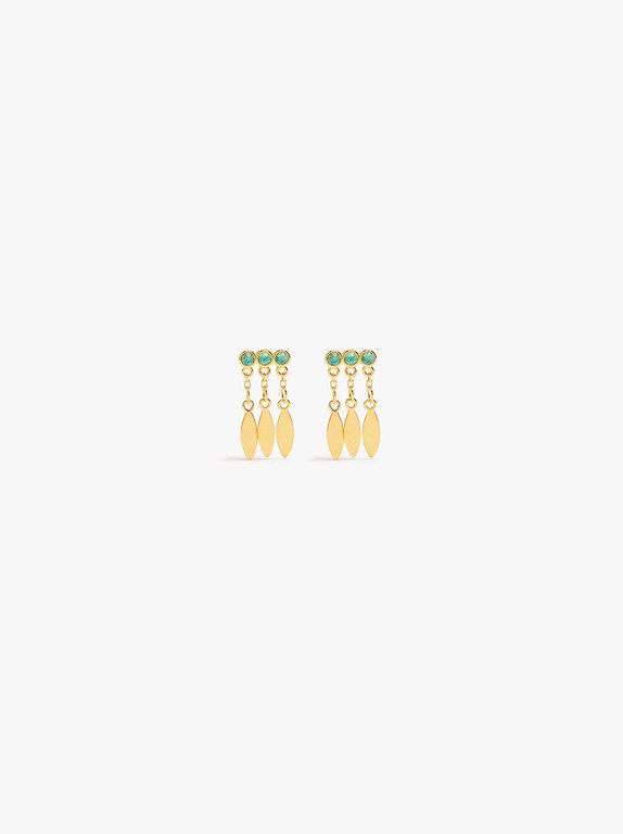 EARRINGS WITH TRIPLE EFFECT GOLD PLATED - 925 STERLING SILVER