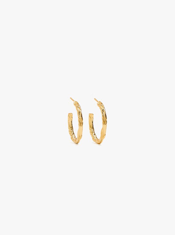 IRREGULAR OPEN HOOP EARRINGS WITH GOLD PLATED 18K - 925 STERLING SILVER
