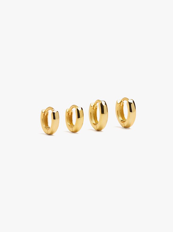 SET OF SMOOTH HOOP EARRINGS 18K GOLD PLATED - 925 STERLING SILVER