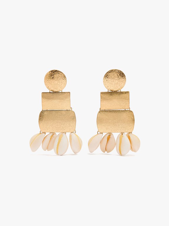 MAXI GEOMETRIC EARRINGS WITH SHELLS