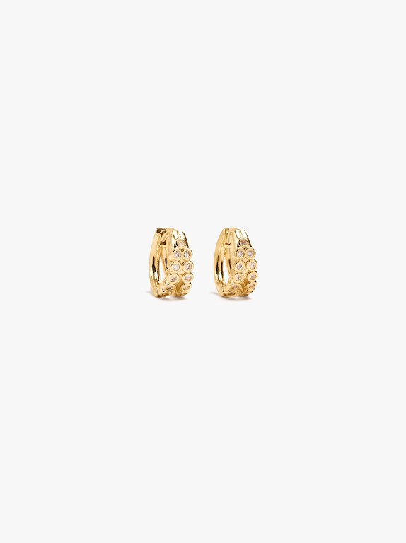 DOUBLE HOOP EARRINGS WITH ZIRCONIA EFFECT