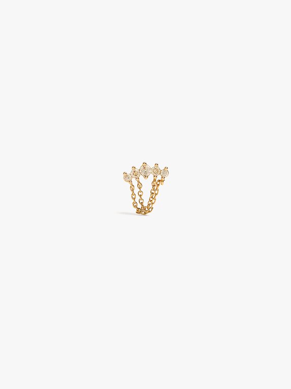INDIVIDUAL EARRING WITH ZIRCONIA GOLD PLATED 18K