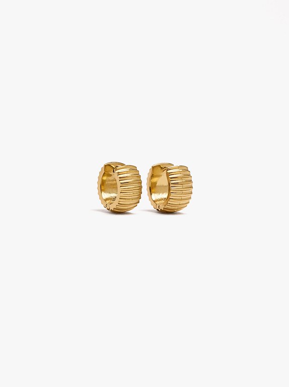 WIDE GROOVED HOOP EARRINGS - STAINLESS STEEL