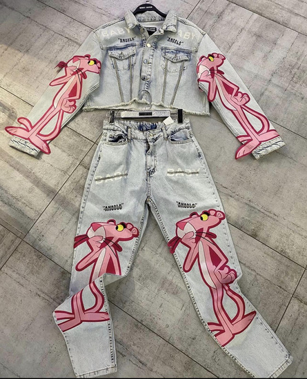 Pink panter komplet farmerice i teksas jaknica