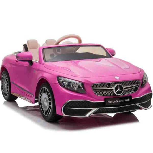 Licencirani Mercedes Maybach na akumulator 12V sa mekim gumama i kožnim sedištem – Roze