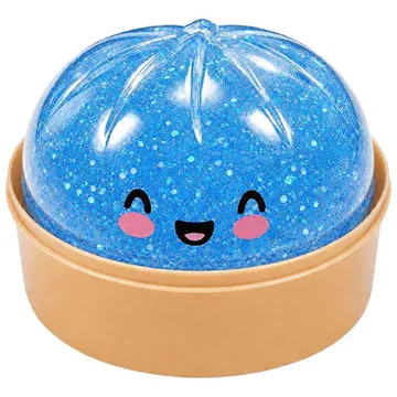 DUMPLING SQUISHY STRESS RELIEF TOY WITH STEAMER BOX - LIGHT BLUE