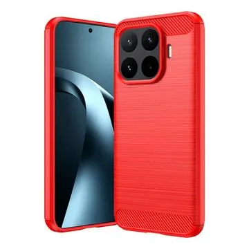 XIAOMI 17T PRO BRUSHED TPU CASE - CARBON FIBER - RED