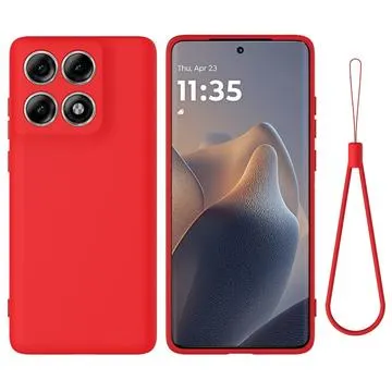 MOTOROLA EDGE 70 PRO LIQUID SILICONE CASE WITH HAND STRAP - RED