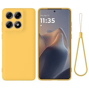 MOTOROLA EDGE 70 PRO LIQUID SILICONE CASE WITH HAND STRAP - YELLOW