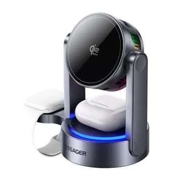ESSAGER T50 QI2.2 3-IN-1 MAGNETIC WIRELESS CHARGER - 25W - GREY