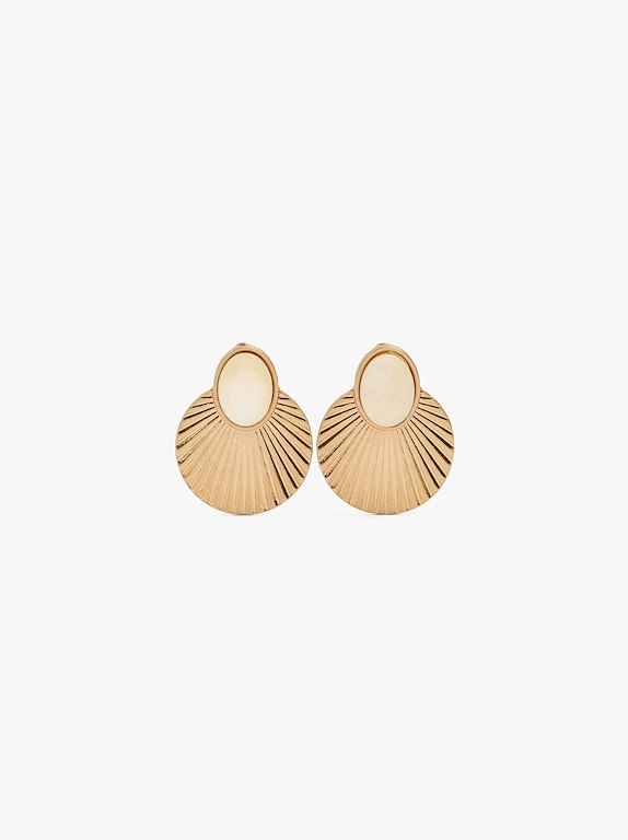 ROUND SCRATCHED EARRINGS WITH SHELL