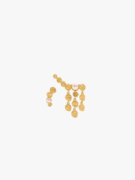 ASYMMETRIC EARRINGS WITH PEARL 18K GOLD PLATED - 925 STERLING SILVER