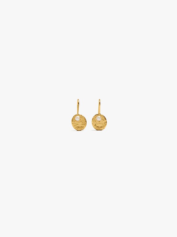 ROUND EARRINGS WITH 18K GOLD PLATED PEARL - 925 STERLING SILVER