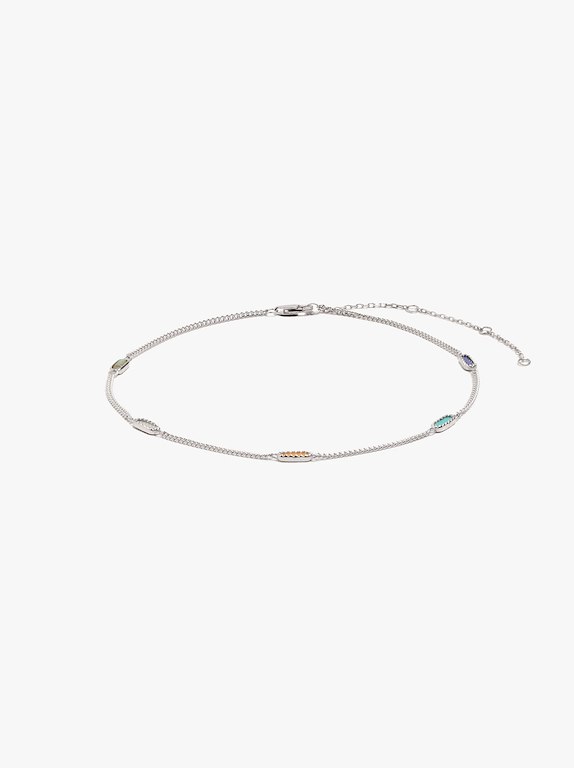 ANKLE BRACELET WITH STONES SILVER PLATED - 925 STERLING SILVER