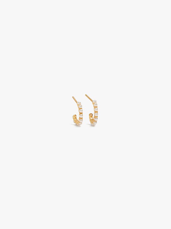 HOOP EARRINGS WITH PEARLS WITH 18K GOLD PLATED - 925 STERLING SILVER