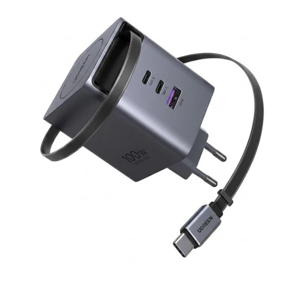 UGREEN X616 100W GaN Fast Charger 2x USB-C 1x USB-A 1x retractable USB-C cable