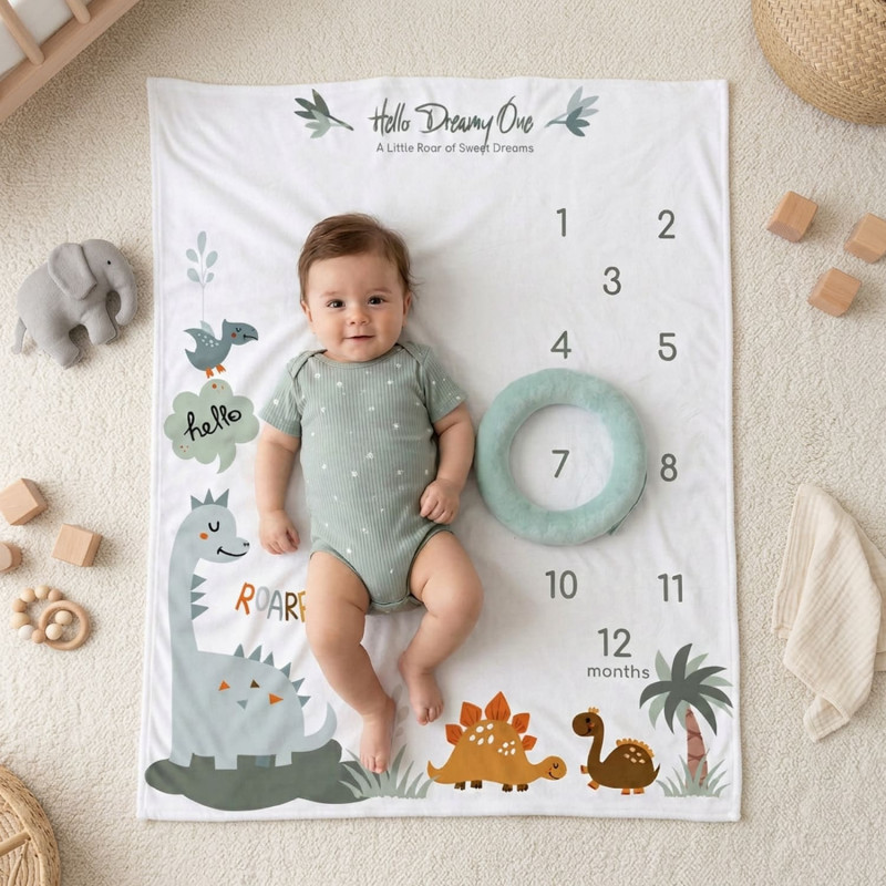 Baby Textil podloga za slikanje Dino družina
