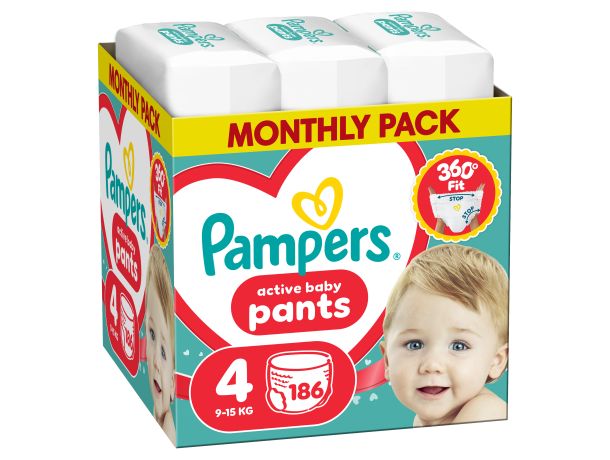 PAMPERS PELENE PANTS MSB 4 186 kom-NOVO