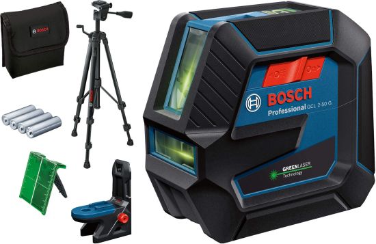 Bosch GCL 2-50 G + stativ + magnetni nosač; kombinovani samonivelišući laser za linije sa zelenim zrakom; 2 linije (0601066M01)