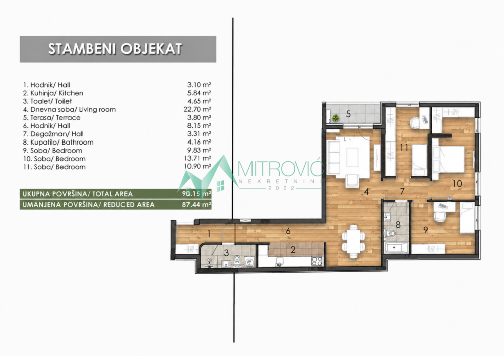 Četvorosoban stan na prodaju, 87m2, 307.116€
