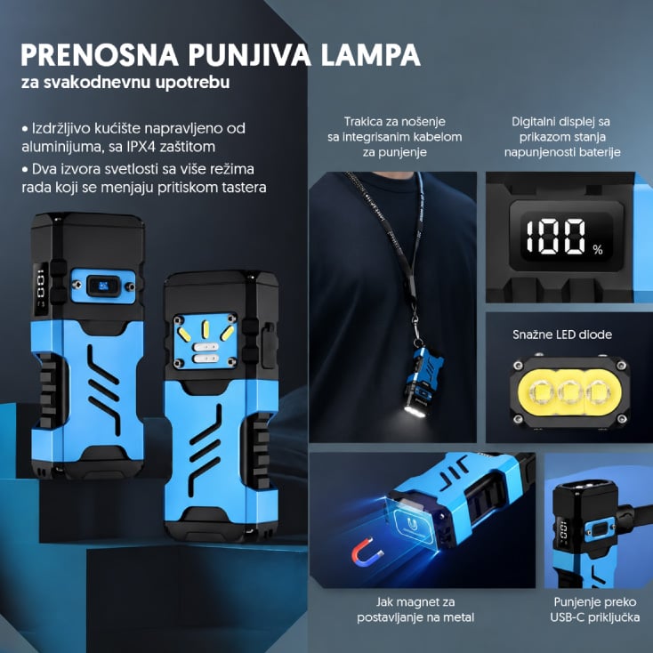 Punjiva LED baterijska lampa 11863