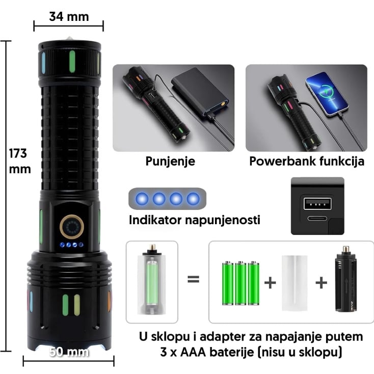 Punjiva LED baterijska lampa 11861