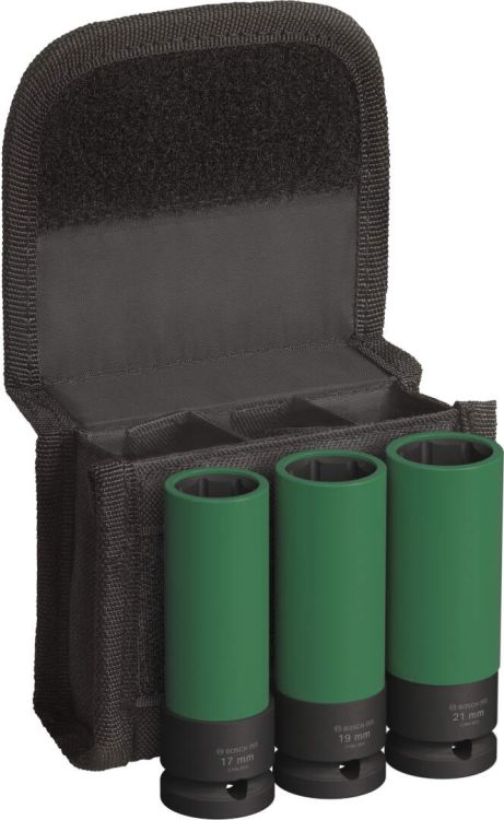 Set kovanih nasadnih ključeva 17, 19, 21mm; 1/2"; duboki; 3 dela; Bosch PRO Impact Socket (2608003033)