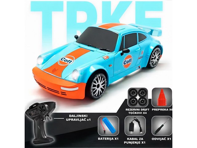 RC drift auto 4WD (20+ kmh) sa opremom i svetlima