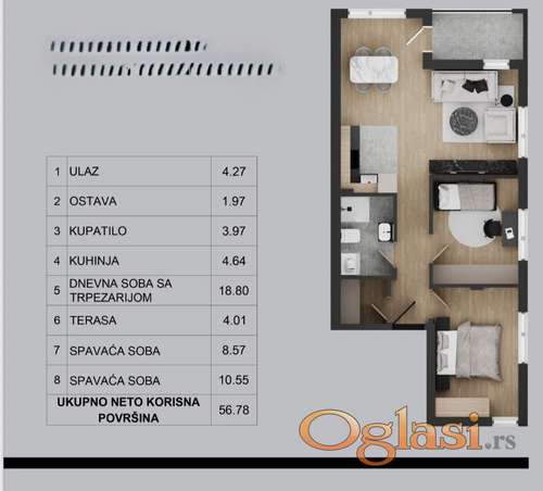 TROSOBAN STAN U NOVOGRADNJI – PDV, PARKING, ODLIČNA LOKACIJA