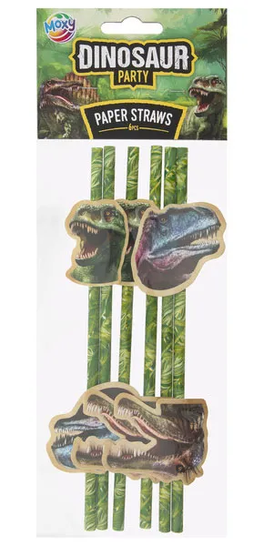 Rođendanske slamčice 19,5cm DINO 6 zastavica