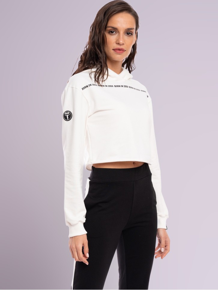 CROP TOP MAJICA DUGIH RUKAVA - BELA