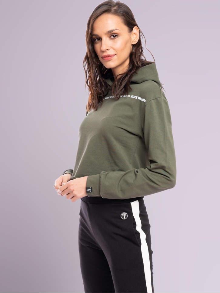 CROP TOP MAJICA DUGIH RUKAVA - MASLINASTA