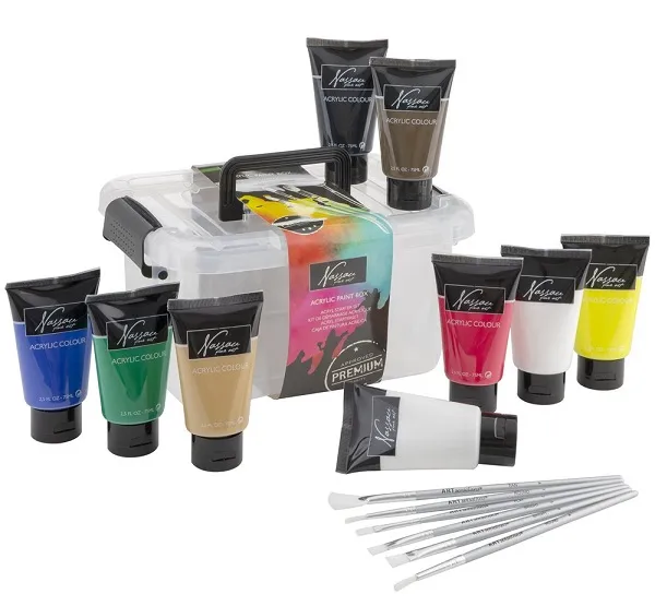 Set akrilnih boja u plastičnoj kutiji 9x75ml