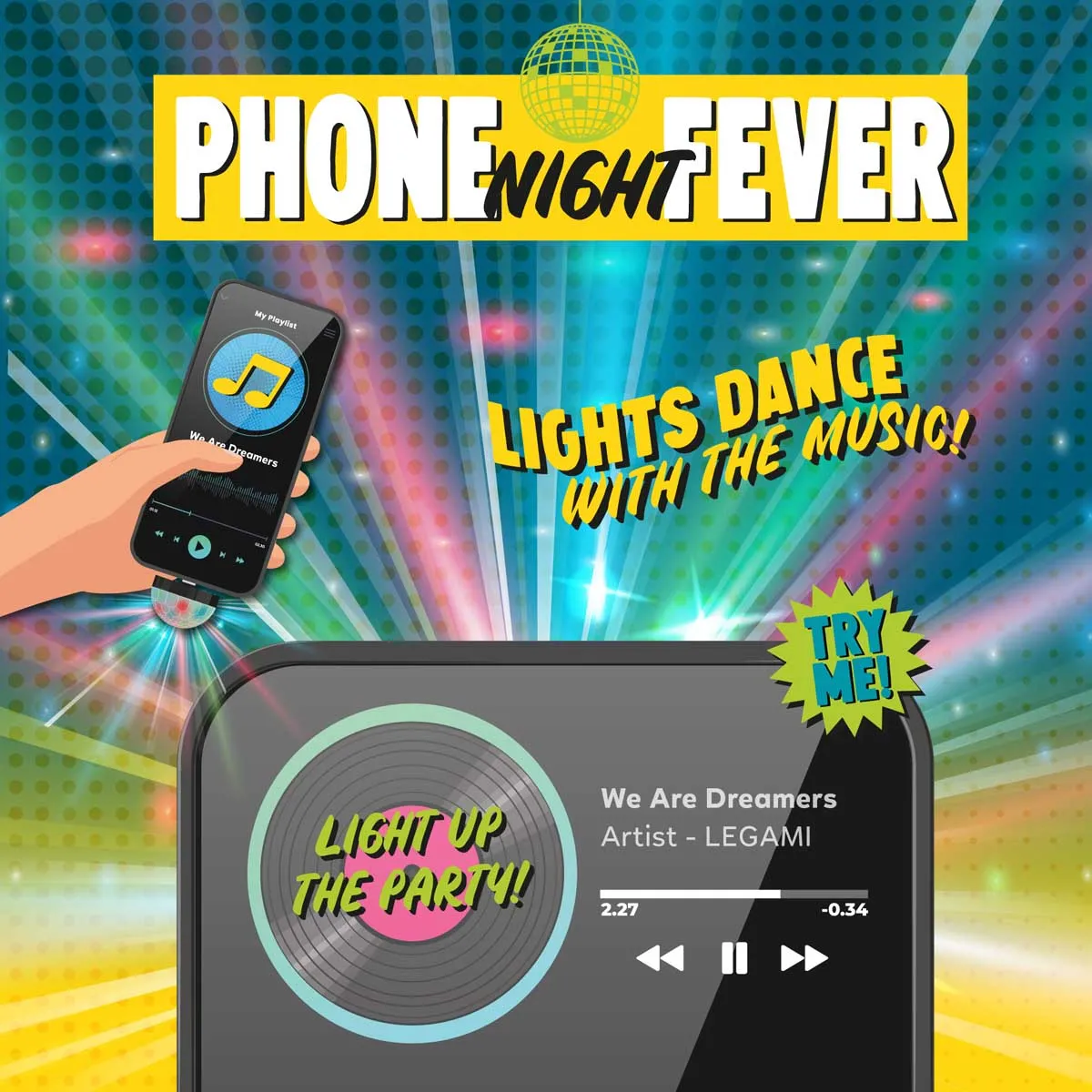 Mini disko kugla za mobilni telefon