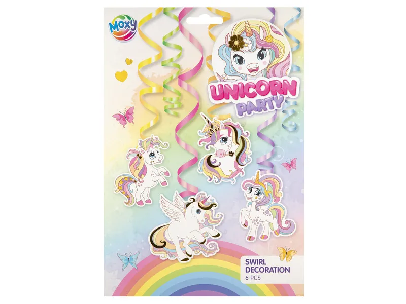 Rođendanska spiralna dekoracija UNICORN 6 kom