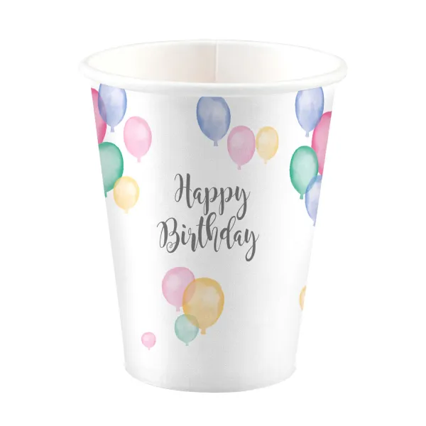 Osam rođendanskih čaša HAPPY BDAY PASTEL 250 ML
