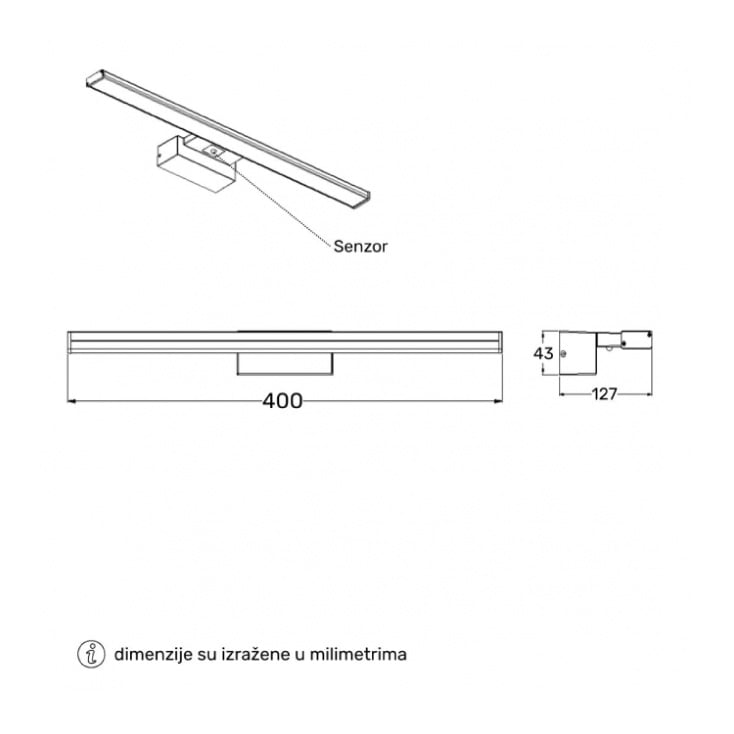 Zidna LED lampa 6W sa senzorom 4000K crna