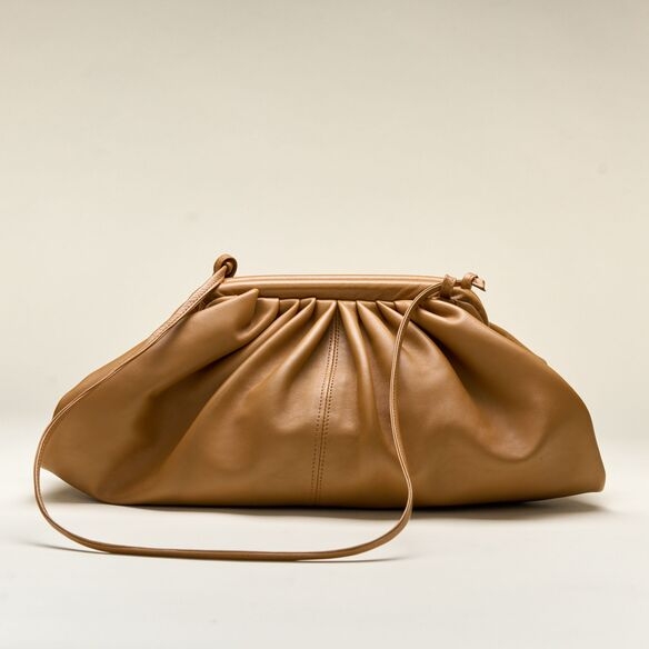Kožna clutch torba srednje veličine - kamel