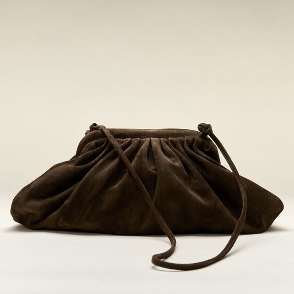 Kožna clutch torba srednje veličine - braon