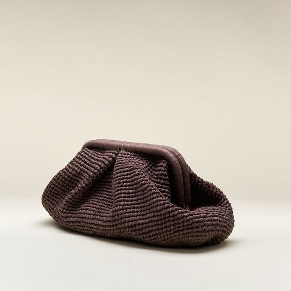 Ženska clutch torba od rafije - braon