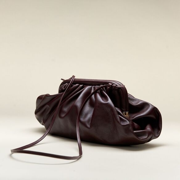 Kožna clutch torba srednje veličine - bordo