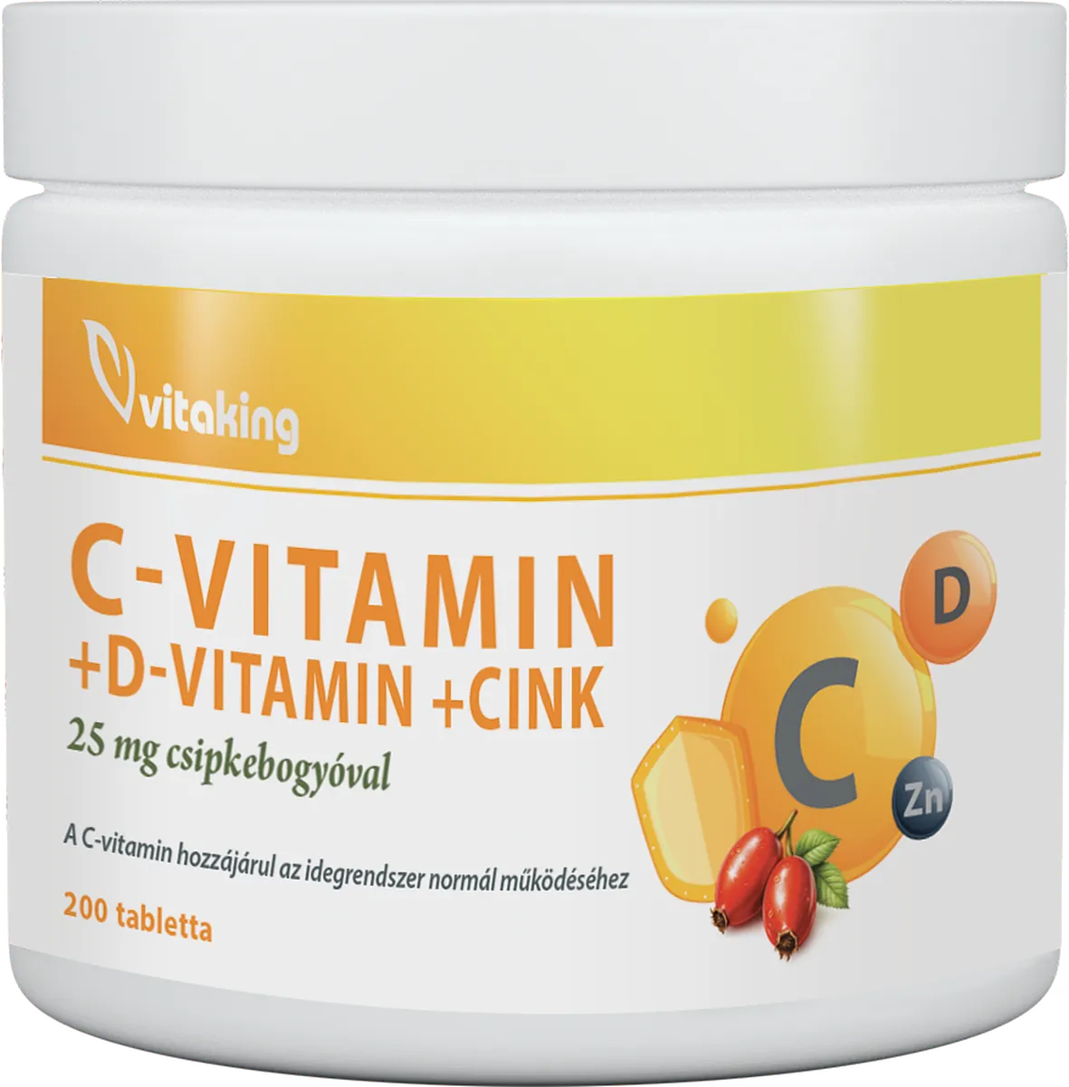 C+D3+Zinc bisglycinate + rosehip (200 tab.)